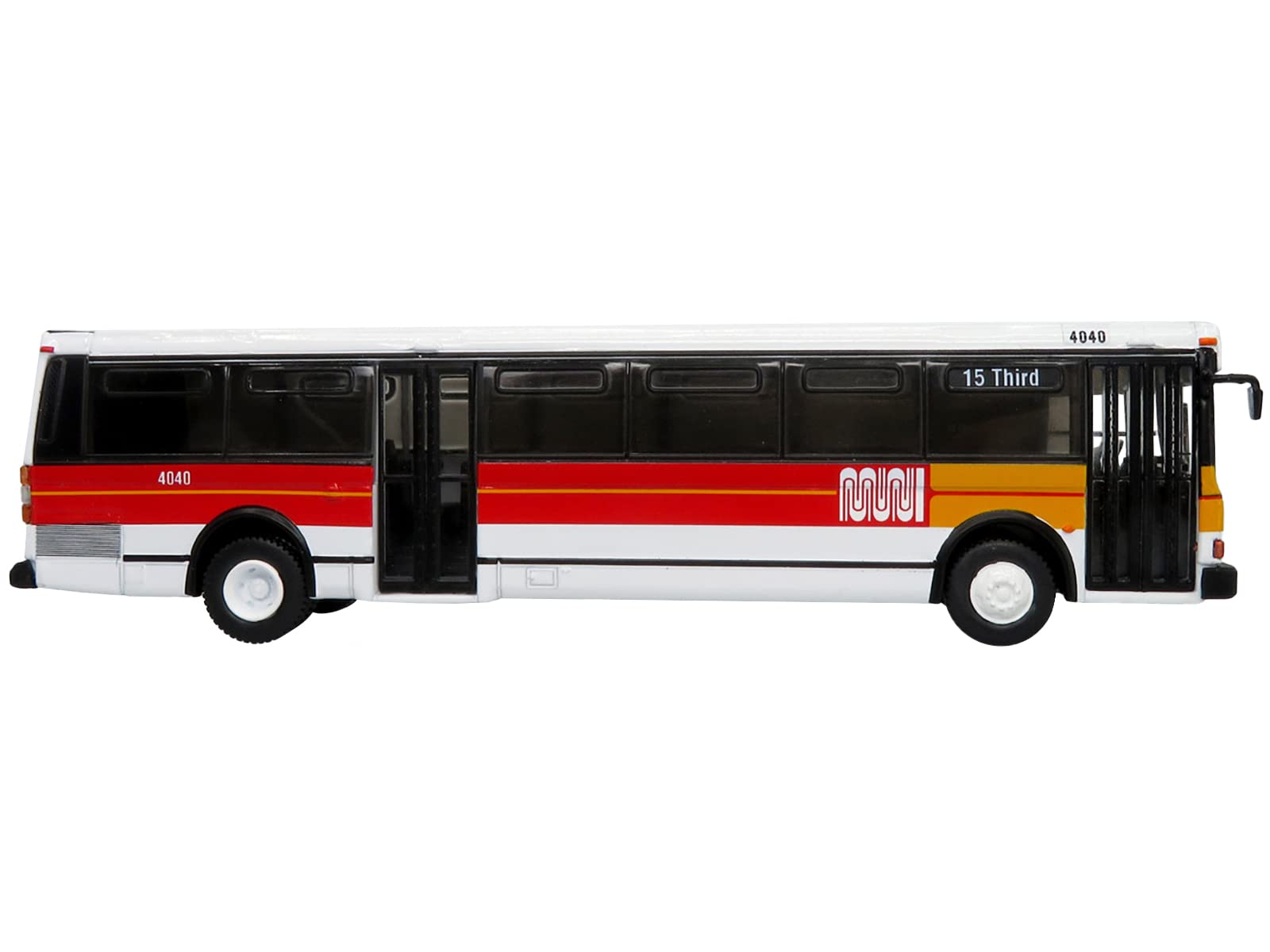 1980 Grumman 870 Advanced Design Transit Bus Muni San Francisco 15 Third Fisherman's Wharf Area 1/87 Diecast Model by Iconic Replicas 87-0413