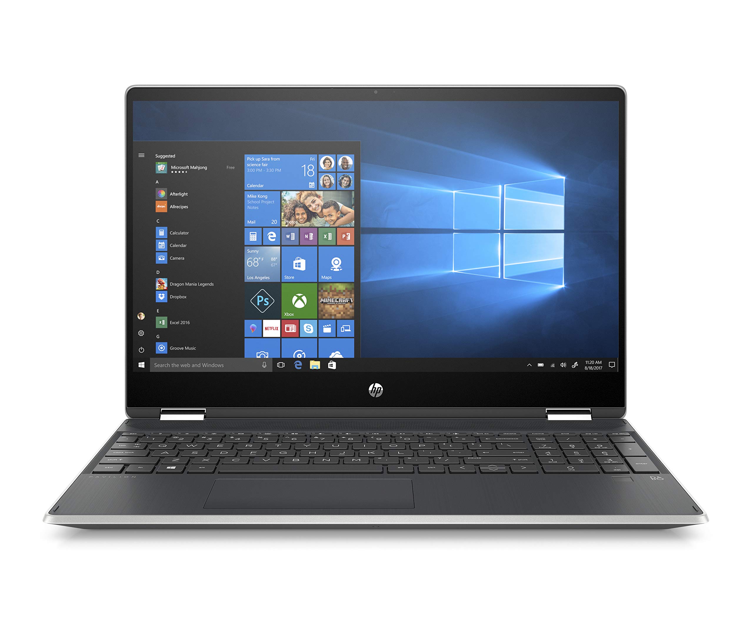 HP Pavilion X360 Convertible 15.6" HD WLED-Backlite Touch Screen 2 in 1 Laptop Intel i5-8265U up to 3.9GHz, 8G DDR4, 1TB HDD + 128G SSD, Window 10 Home, Intel UHD Graphic 620, B&O Play, HD Webcam