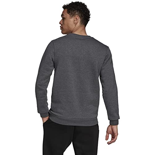 adidas Men's Essentials Fleece 3-Stripes Sweatshirt, Dark Grey Heather/Black, Medium