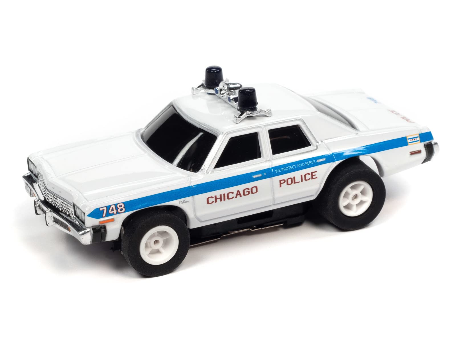 Auto World SC372-4 The Blue Brothers Chicago Police 1974 Monaco HO Scale Electric Slot Car