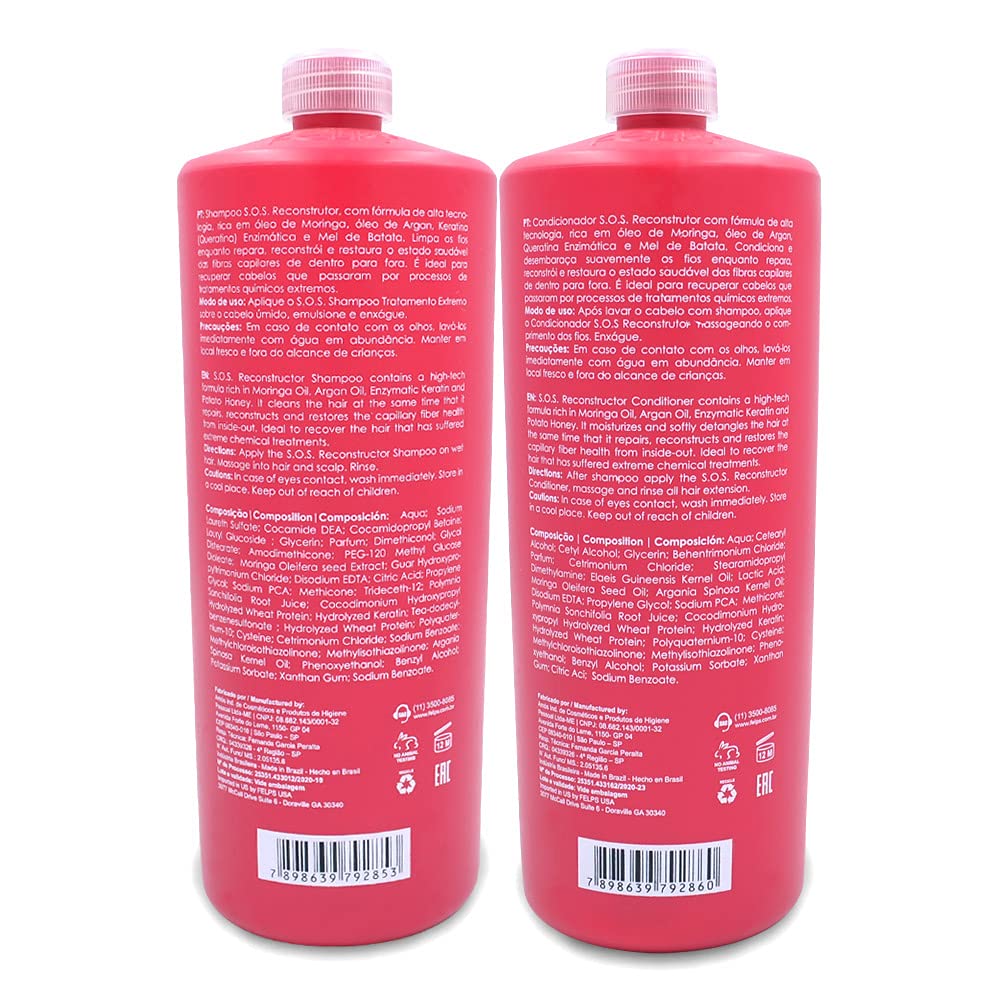 Felps SOS Kit Shampoo and Conditioner for Intense Treatment 2x1L/2x33.8fl.oz