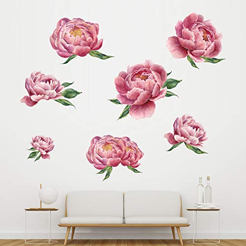 Large Peony Wall Decal Wall Sticker, Home Decor 40CM x200CM, Peel and Stick Removable Giant Wall Stickers Wall Mural for Kids Nursery Bedroom Living Room