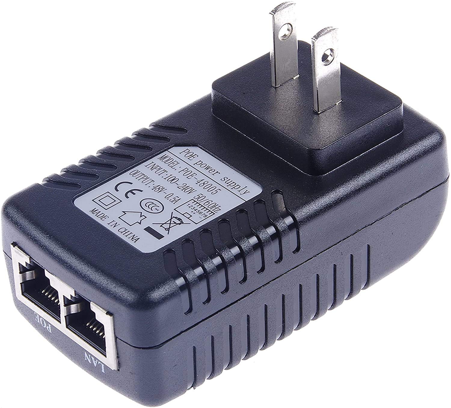 NOYITO 48V 0.5A POE Power Supply Injector Ethernet Adapter with Wall Plug IEEE 802.3AF Compliant 10 100Mbps (48V 0.5A, Black)