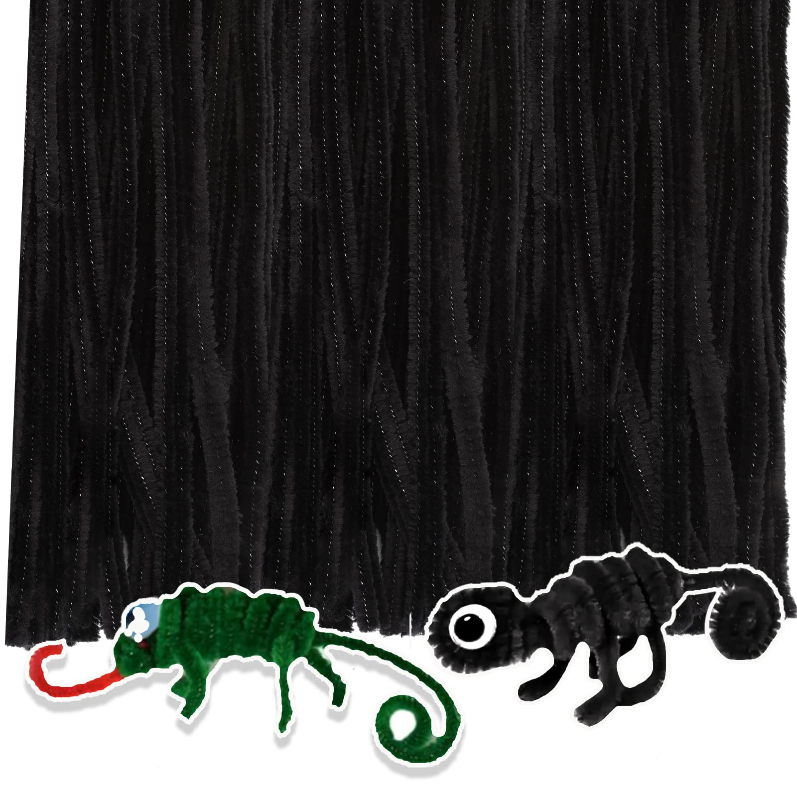 200 Pieces Pipe Cleaners Chenille Stem, Black Pipe Cleaners Set Craft Pipe Cleaners St. Patrick's Day Pipe Cleaners Chenille Stems for DIY Art Crafts Decorations Supplies (Black)