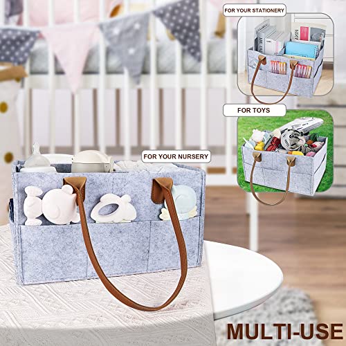 Baby Diaper Caddy Organizer Yubella Extra Large Nursery Storage Bin,Car Organizer for Diapers and Baby Wipes,Grey,Sturdy with Stiff Sides,Holds Enough Diapers,As Bed Organizer,Secondary Diaper Station