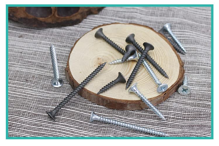 IEUYO Drywall Sheetrock Screw Wood Screw Assortment Kit Bugle Flat Head Phillips Drive Zinc Coated Finish for Drywall Wood (#6) M3.5x16/20/25/30/40/50, 200 PCS/6Sizes