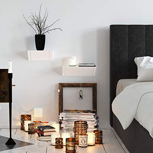 Fytz Design 3-Piece Set of Modern White Floating Shelves - Perfect for Living Room, Bedroom, Bathroom, Kitchen, and Office - M