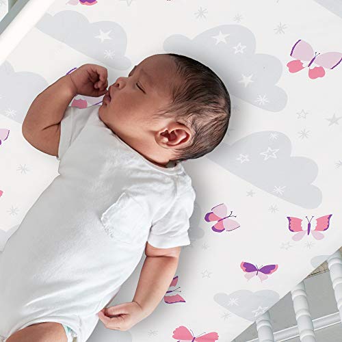 Bedtime Originals 3 Piece Crib Bedding Set, Butterfly Kisses, Multicolor