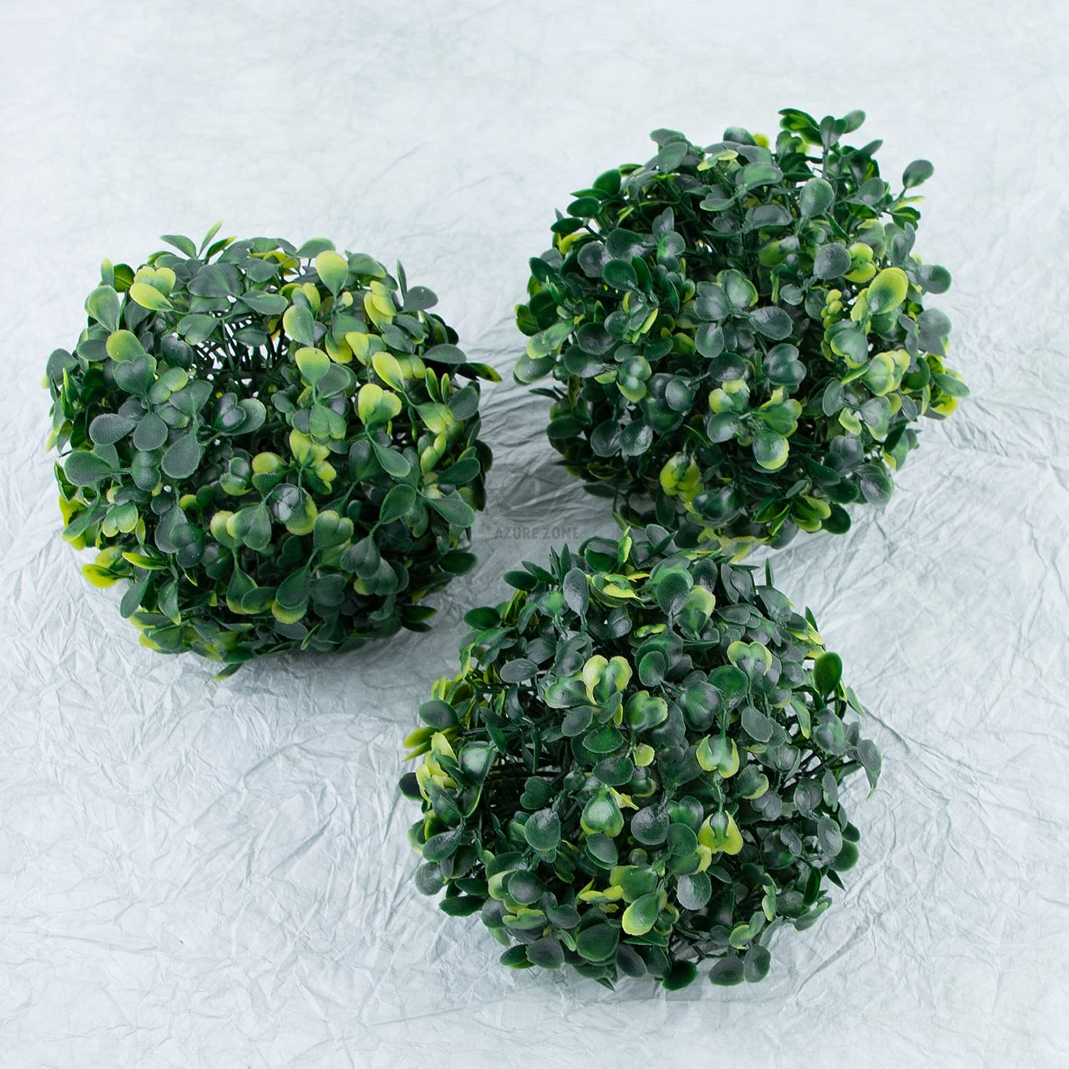 Azure Zone, Pack of 6 4" Artificial Boxwood Topiary Green Plant Balls Decorative Greenery Filler for Garden Home