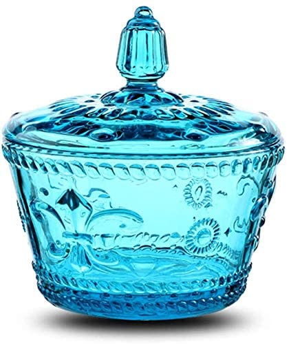 G Candy Jars with lids set of 2 Small Embossed Glass Candy Dish Bowl Jewelry Box Food Decorative Cute Jar Multi-purpose Decorative Jar Seasoning Glass Candy Jar