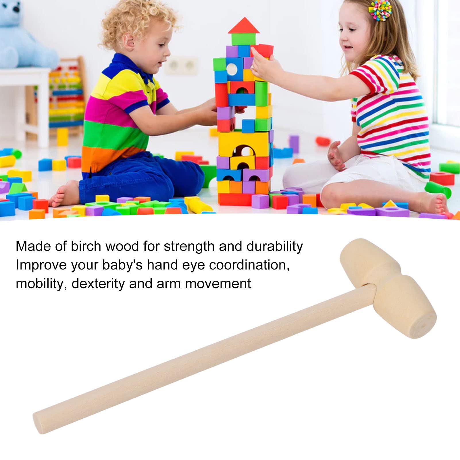 30 pcs Mini Wooden Hammer Kids Toys,Small Unfinished Hammer Toy DIY Painting Beating Hammer Toy Educational Wooden Tools for Smashing Cakes