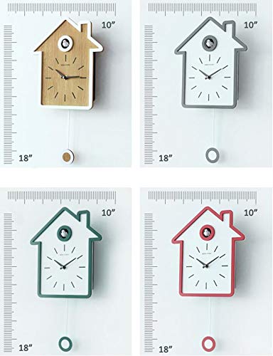 SHISEDECO Modern Cucu Wall Clock Striking Small Cute Bird, Natural Bird Voices or Cuckoo Call, Simple Fashion Wood Creative Pendulum Clocks, Unique Home Decoration for Living Room, Kitchen. (White)