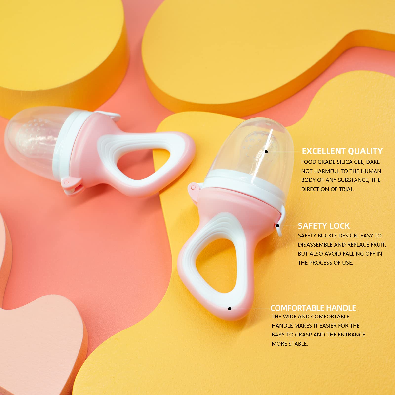 Baby Food Fruit Feeder Pacifier Teething Toys Teether (2Pcak) - Relief Teething Includes All The Sizes Pouches Food Feeder Pacifier 6 Different Silicone Nipple