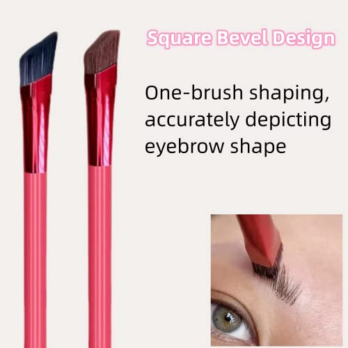 4D Hair Stroke Brow Stamp Brush, 4PCS Multifunctional Eyebrow Brush, Square Makeup Brush and Extra Fine Beveled Eyebrow Brush or Filling Eyebrows and Concealer (Brown and Black)