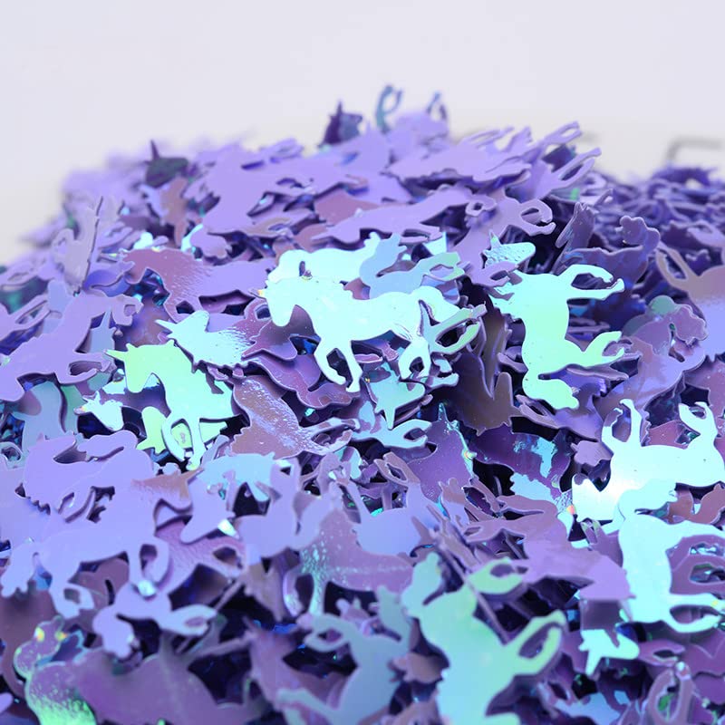 2000 Pieces Unicorn Horn Horse PVC Table Confetti for Wedding Birthday Party Decoration Celebrations Unicorn confetti, 1.9 oz(Purple)