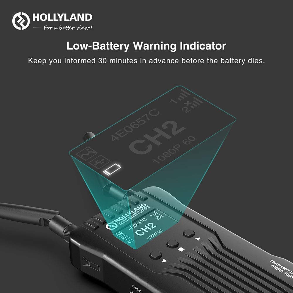 Hollyland Mars 400S [Official] Wireless SDI/HDMI Wireless Video Transmitter and Receiver-400ft Long Range 0.1s Low Latency, for Videographer Photographer Filmmaker Cinematographer