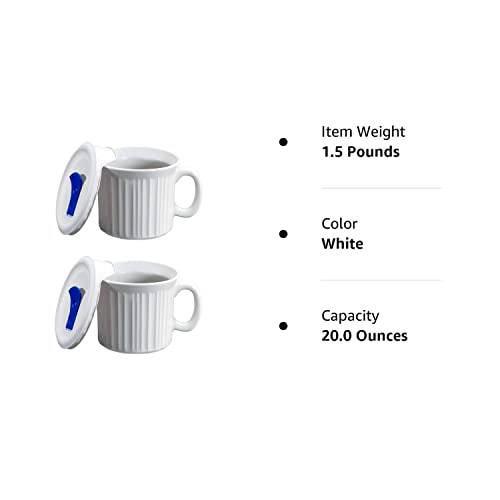 CorningWare Colours Pop-Ins 20-oz Soup Mug with Lid - 2 Pack (French White)