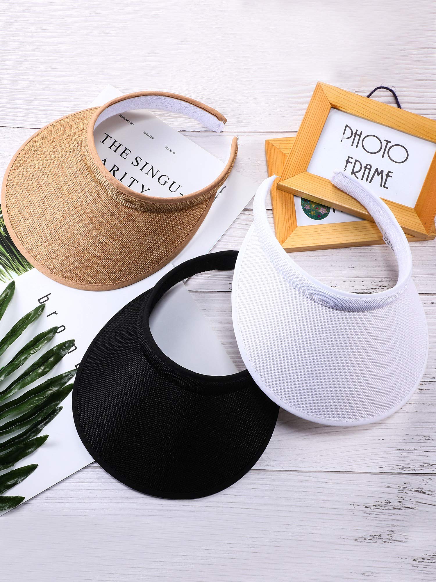 3 Pieces Sun Visor Hats Summer Wide Brim Clip on Beach Adjustable Large Brim Cap Golf Hat for Women (Color Set 1)