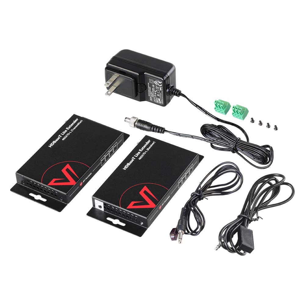 AV Access HDBaseT HDMI Extender Over Single Cat5e/6/6a/7 Ethernet Cable 4K@60Hz 130ft, 1080P@60Hz 230ft, Supports CEC, Bi-Directional PoE, IR and RS232 Pass Through, EDID, HDCP 2.2 (4KEX70-L)