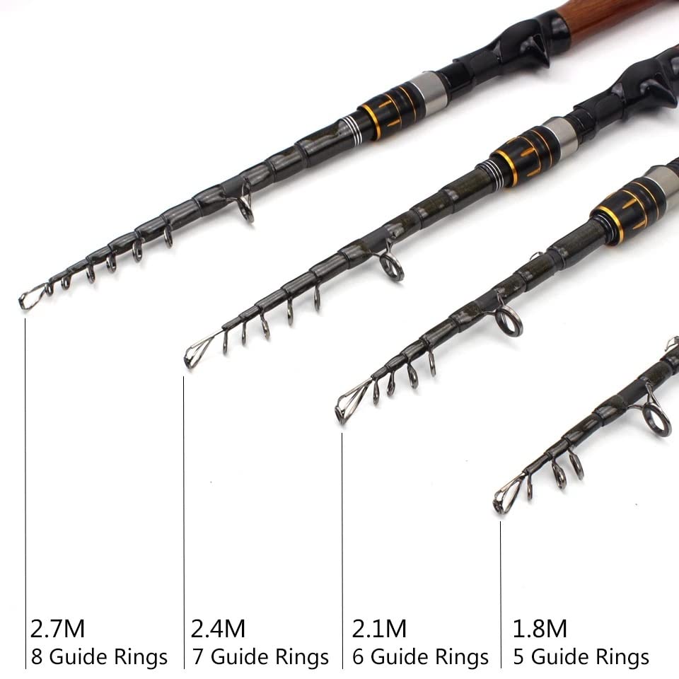 2.7m Lure Rod Casting Telescopic Fishing Rod Wooden Handle Portable High Carbon Carbon Trout Rod Pole Lure 5-20g ( Color : D , Size : 2.7 m )