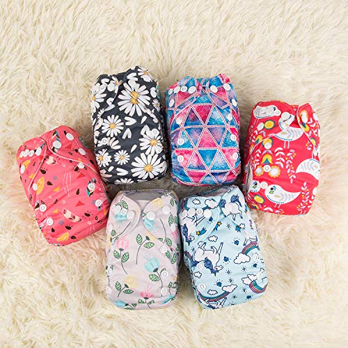 ALVABABY Baby Pocket Newborn for Less Than 12pounds Baby Snaps Cloth Diapers Nappy 6pcs with 12 Inserts 6SVB09