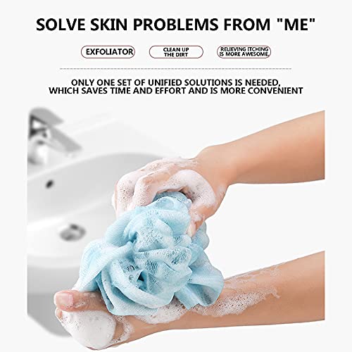3 Pcs Shower Gloves Bath Towel Bath Exfoliating Back Scrubber Rubbing Mud Towel Kit, Flower Bath Ball Thickening Back- Pulling Strip Back Scrubber Towel, Comfortable for Bathing (Yellow)