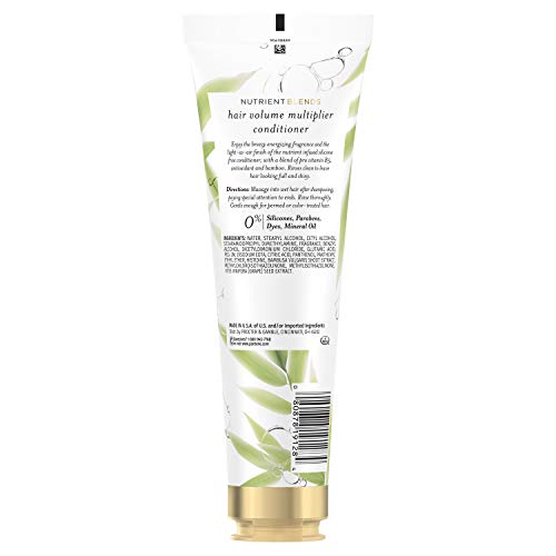 Pantene Nutrient Blends Hair Volume Multiplier Silicone Free Bamboo Conditioner For Fine, Thin Hair, 8.0 Fl oz, 6.257 Fl oz