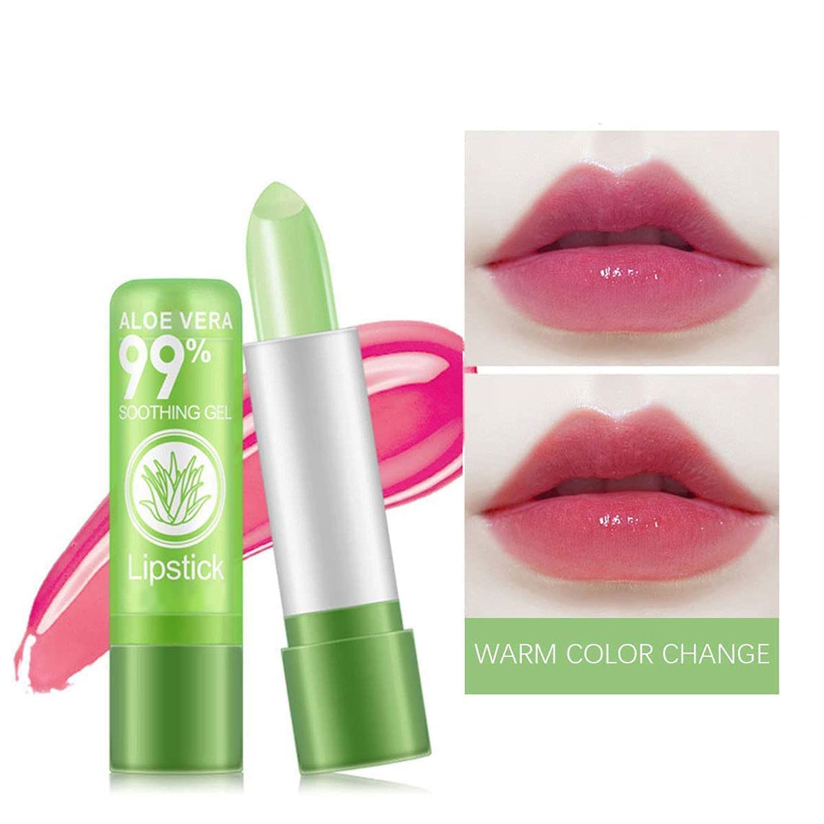 5PACK Color Changing Lipstick,99% Pure Aloe Vera Magic Temperature and PH Color Changing Nutritious Lip Blam,Long Lasting Lip Moisturizing Lip Gloss Make up set, 0.1764 Ounce