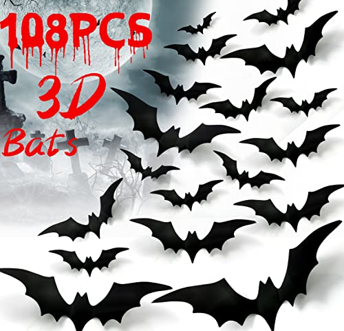 Joy Bang Halloween Bats for Wall Halloween 3D Bats Decoration Plastic Halloween Bats Stickers Halloween Decorative Bats for Home Wall Window Decorations