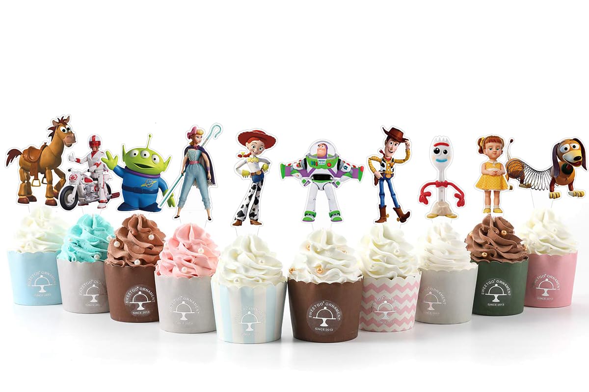 24PCS Toy Party Cupcake Toppers For Children Birthday Party Cake Decorations Party Supply