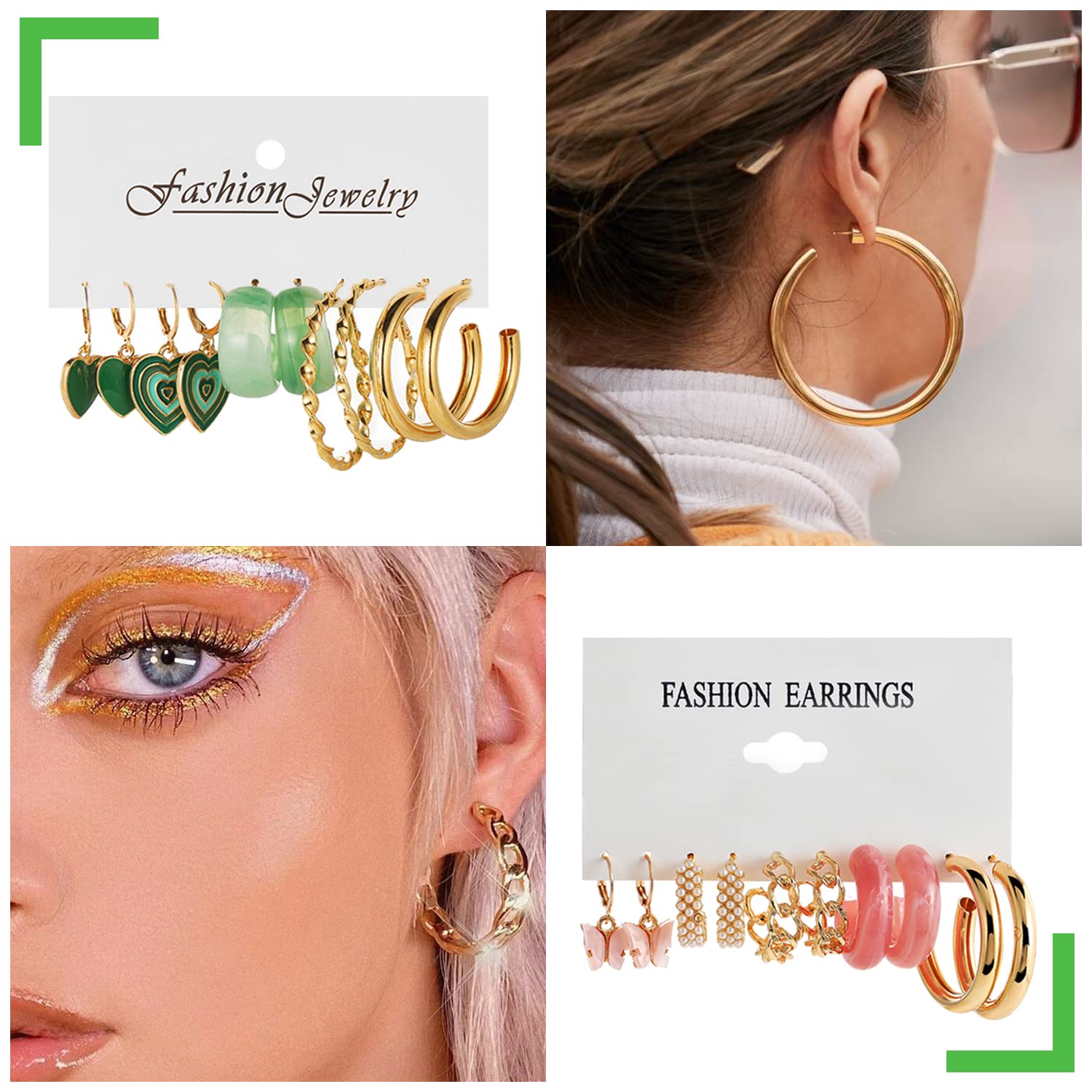 32 Pairs Gold Hoop Earrings Set for Women Girls, Pearl Dangle Earrings Pack, Earrings Sets for Multiple Piercing