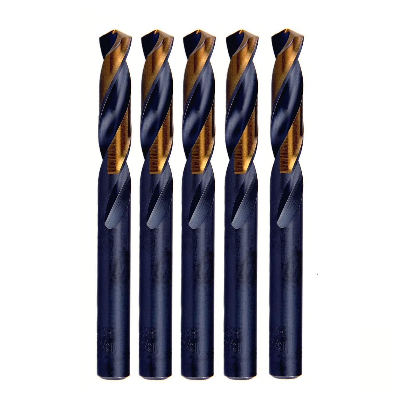 MAXTOOL 13/64" 5pcs Identical Screw Machine Drills HSS M2 Twist Stub Drill Bits Black & Bronze Fully Ground Straight Shank Short Drills; SMF02H10R13P5