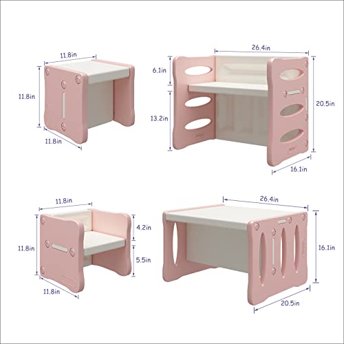 BanaSuper Kid's Table and 2 Chairs Set Plastic Activity Table for Toddlers Children Desk Ideal for Arts & Crafts Snack Time Homeschooling Homework Gift for Boy & Girl(Pink with 2 Chairs Set)