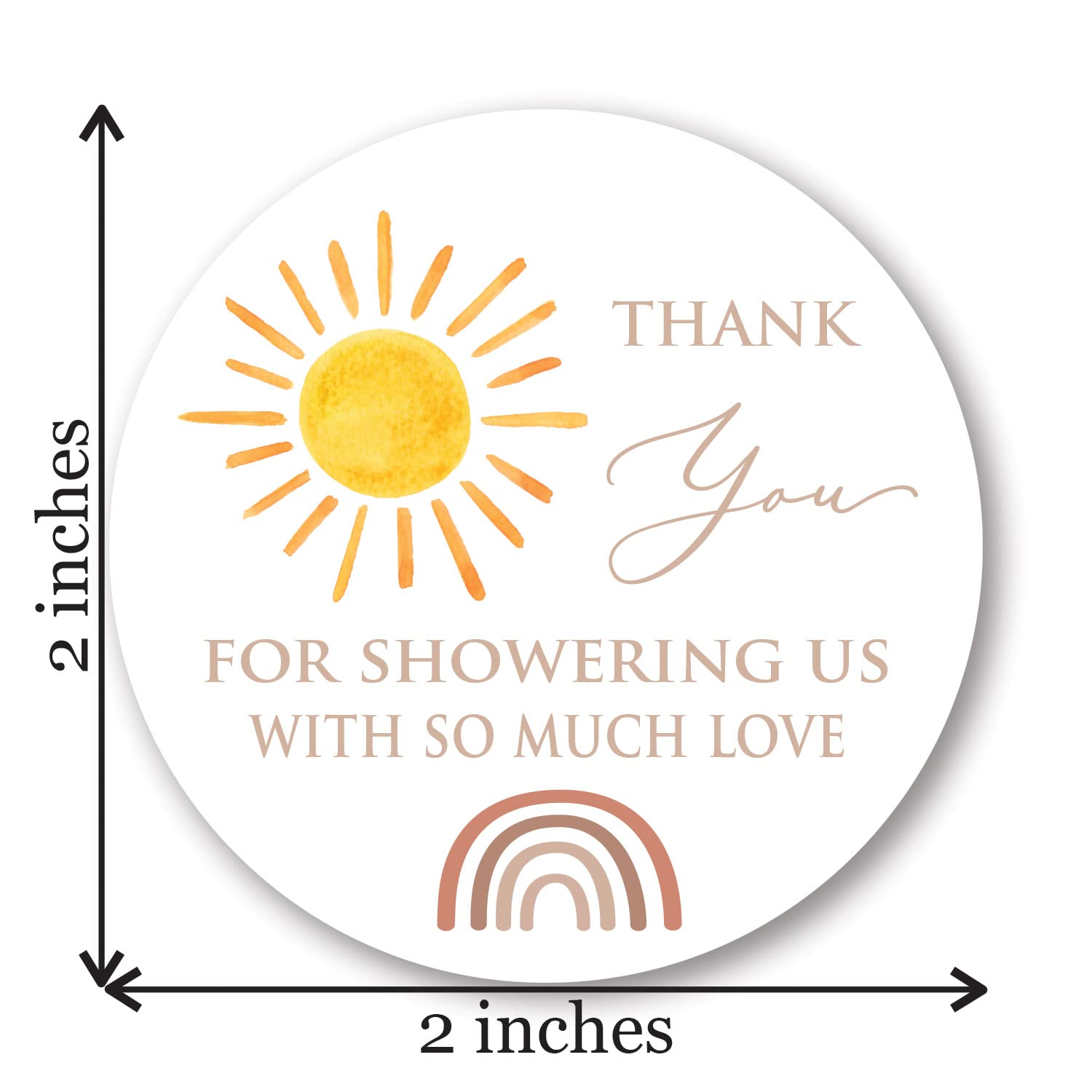 2" Round Boho Sunshine Baby Shower Thank You Favor Sticker - Set of 40 (Neutral)