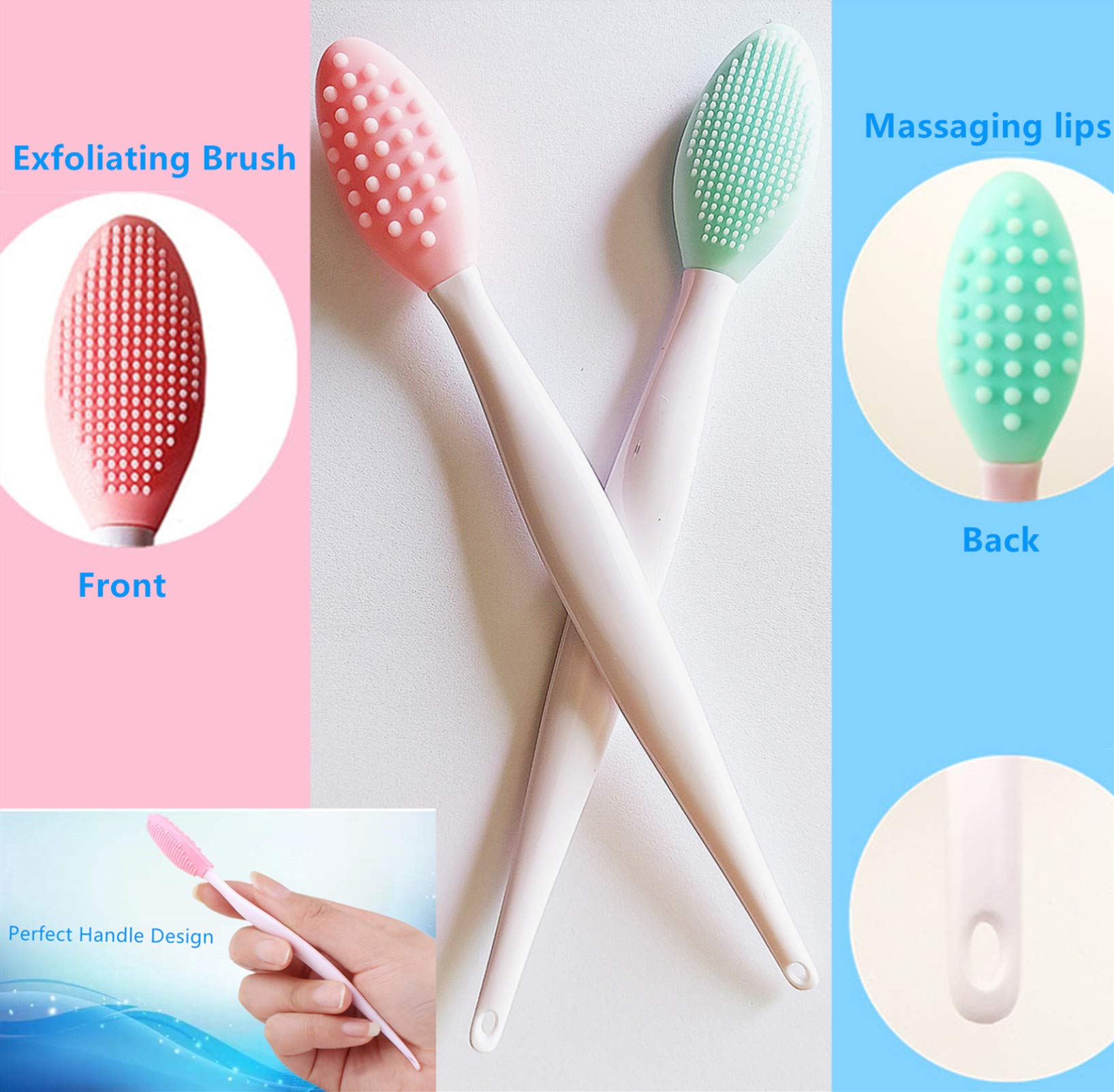 Lip Brush Tool,Double-Sided-Silicone Lip Scrub Brush Silicone Lip Brush Exfoliating for for Men Women(4 Colors,4 PCS)