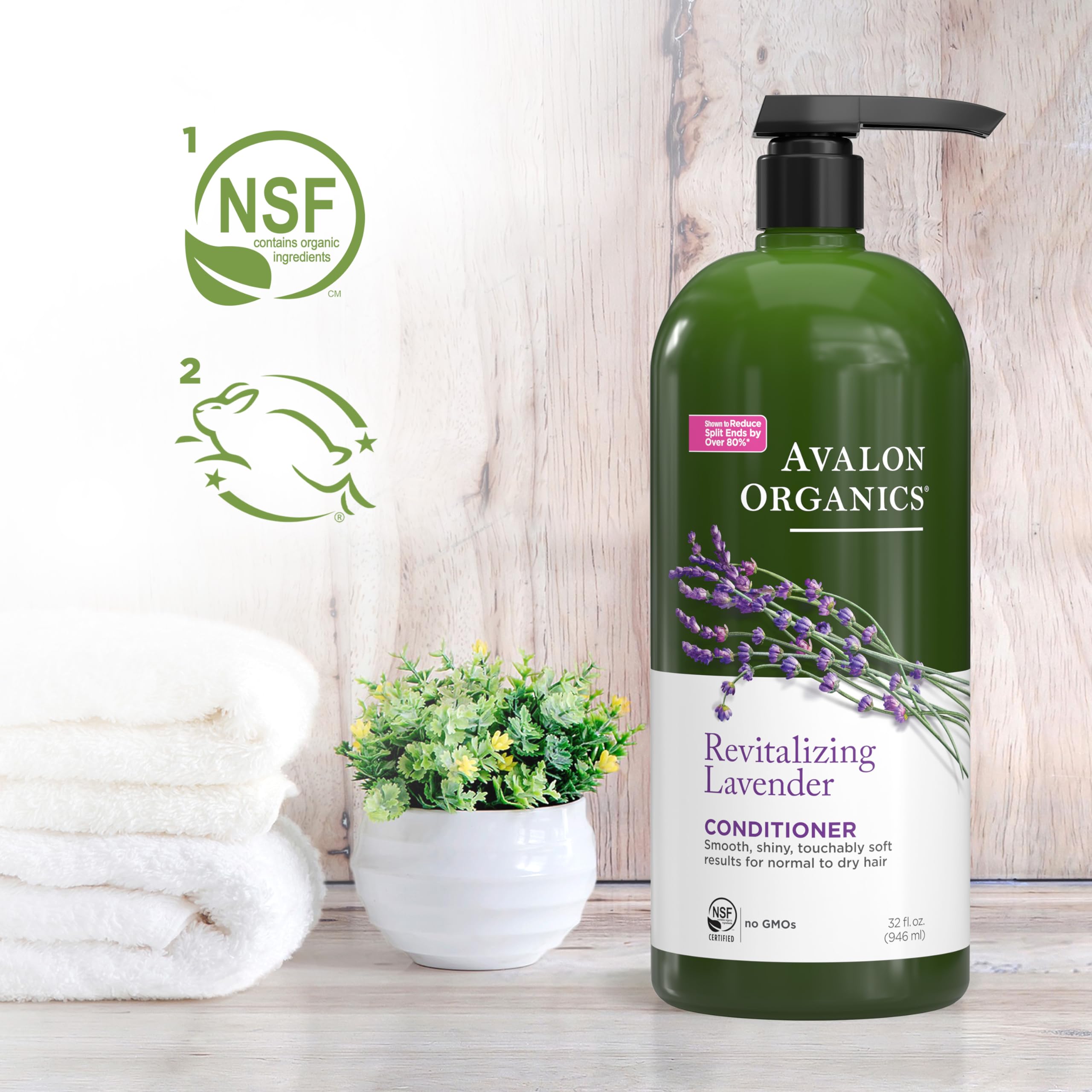 Avalon Organics Revitalizing Lavender Conditioner, For Smooth, Shiny, Touchably Soft Hair For Normal To Dry Hair, 32 Fluid Ounces
