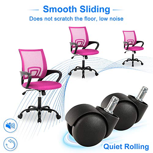 Meet Perfect Mid-Back Desk Office Chair, Ergonomic Modern Computer Chair with Lumbar Support and Armrest, Adjustable Executive Task Chair for Home, Study and Meeting Room- Mesh Back, Swivels (Pink)