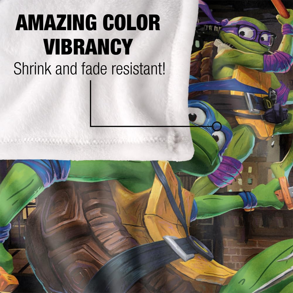 Teenage Mutant Ninja Turtles: Mutant Mayhem Blanket, 50"x60" Nightly Rooftop Escapade Silky Touch Super Soft Throw Blanket