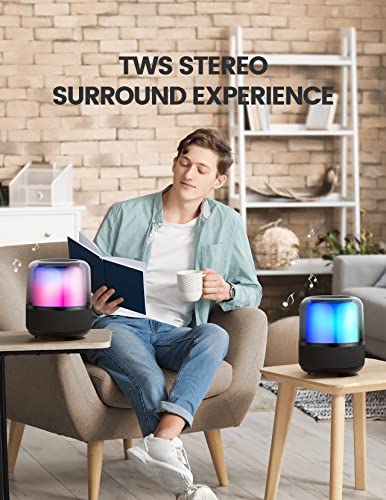 50W Subwoofer Bluetooth Speaker, Night Lights Speaker with Beat-Driven Light Show, True Wireless Stereo Pairing/Aux/TF Card, 24Hrs Playtime, Punchy Bass Loud for Party Home, Decoration Gift Lamp