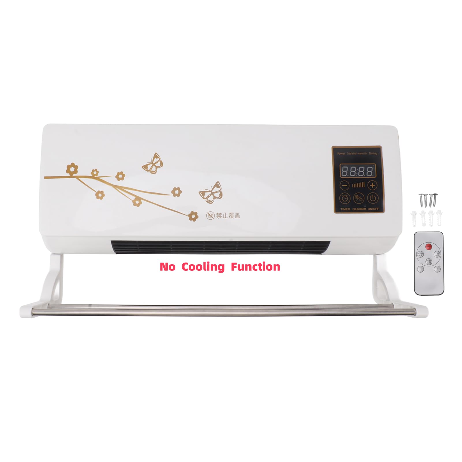 2000W Mini Air Conditioner, Natural Wind And Heating Function Air Heating Fan Mount Electric Heater for Bath Room Living Room (No Cooling Function)