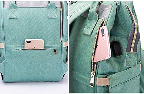 SUXCGE Baby Diaper Bag With USB Interface Large Capacity Waterproof Nappy Bag Kits Mummy Maternity Travel Backpack Nursing Handbag Grey