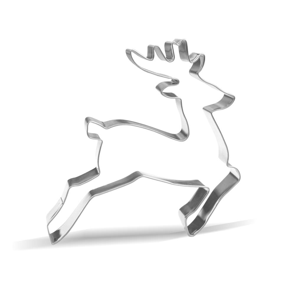 5.1 inch Leaping Reindeer Cookie Cutter – Stainless Steel