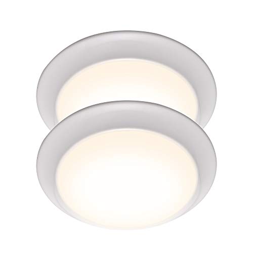 LIT-PaTH LED Flush Mount Ceiling Lighting Fixture, 11 Inch Dimmable 22.5W, 1550 Lumen, Aluminum Housing Plus PC Cover, ETL and Damp Location Rated, 2-Pack, White Finish-3000K
