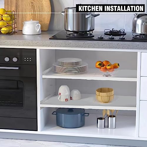 Adjustable Closet Storage Shelves with Seamless Sticker, Expandable Wardrobe Shelves Organizer System for Kitchen, Cupboard, Wardrobe, Under Sink and Bathroom, Easy Installation (Small, 1Pack)