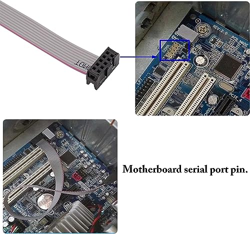 zdyCGTime 1Port DB9 RS232Serial Port Bracket to 10 pin HeaderRibbon Cable Connector Adapter, DB9 Serial Male to 10P Motherboard Header Panel Mount Cable Serial Port Bracket (12in 4Pcs) (1 Port)