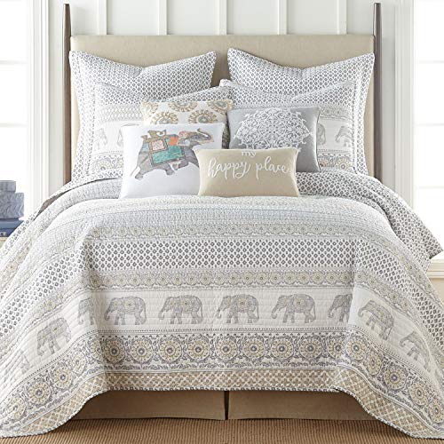 Levtex Home - Nacala - Decorative Pillow (18X18in.) - Mini Medallions - Taupe, Grey and White