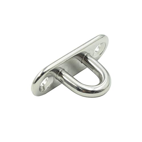 Hxchen 10Pcs M5 Eye Plate, Marine Oval Buckle Fixed Plate Seat Rope Pull Ring Oval Door Buckle 304 Stainless Steel 1.8 Inch Length