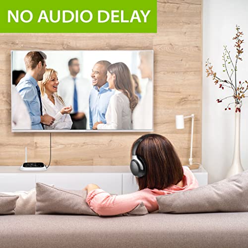 Avantree Oasis B β Bluetooth Transmitter & Receiver for TV with Dual Link Capabilities, Pass-Through Features, and No AudioDelay, Class 1 Long Range, LED Indicator, Optical AUX RCA