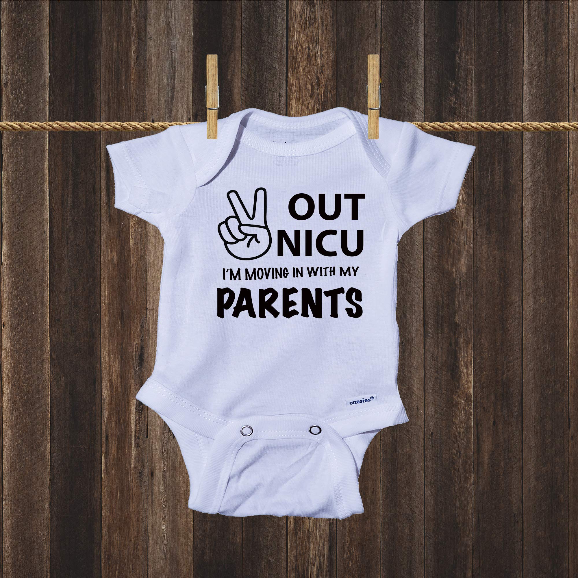 Ink Trendz Peace Out NICU I'm Going Home With My Parents- Miracle Babies- NICU Baby Onesie One-Piece Bodysuit (Preemie, Blue)