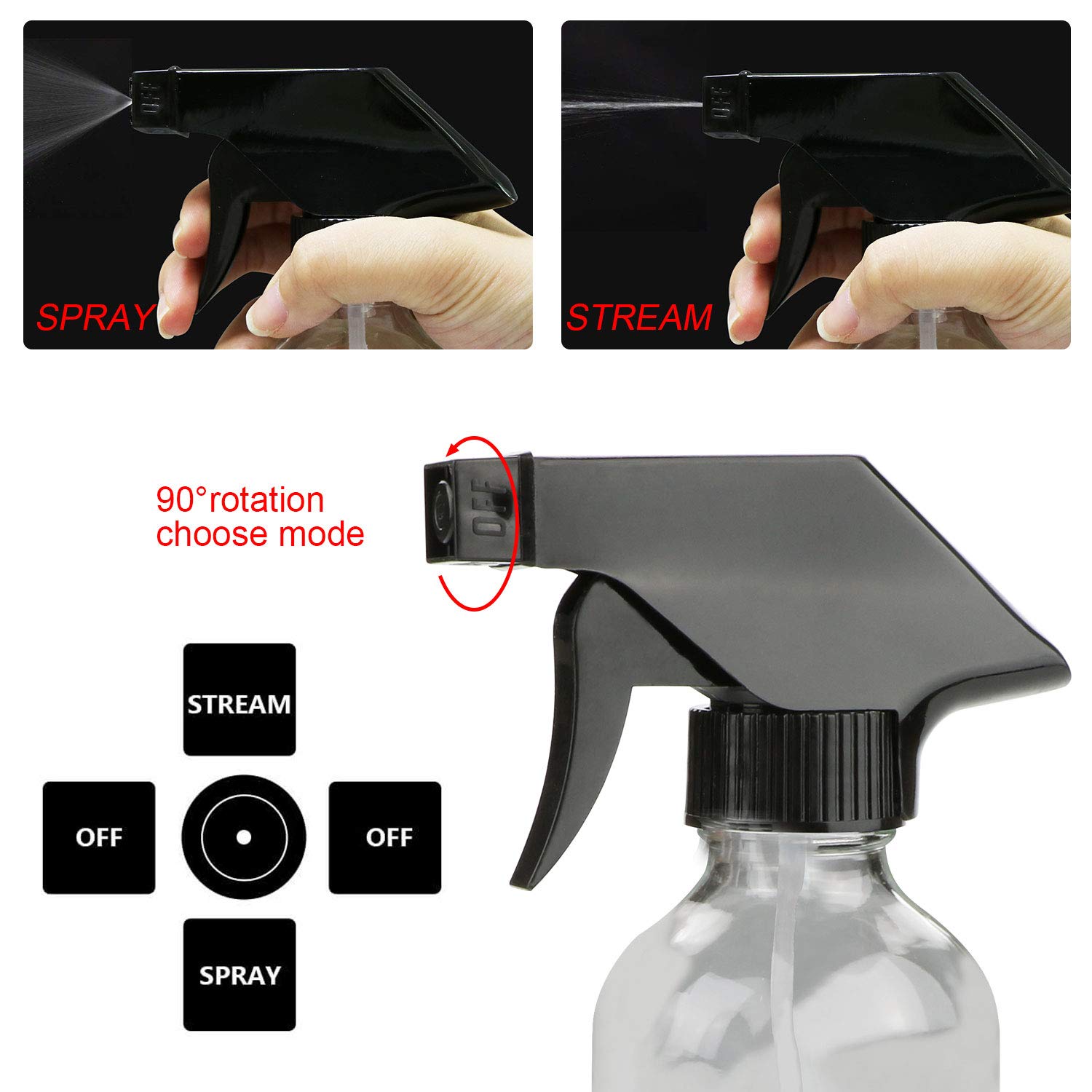 Maredash Clear Spray Bottles, Clear Glass Storage Bottle w/Black Trigger Sprayer & Labels & Lids, Refillable Container for Water, Essential Oils, Cleaning Products, etc (8 oz, 6 Pcs)…
